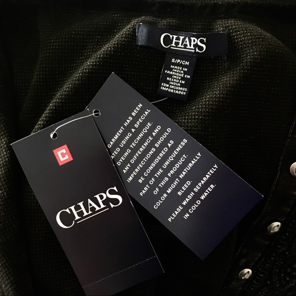 Chaps | Tops | Wtags Chaps Lace Trim Charcoal Black Henley | Poshmark